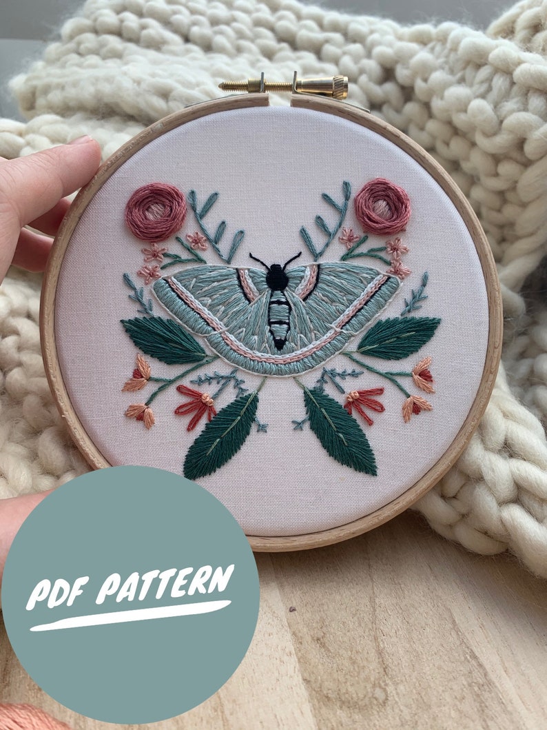 Moth Embroidery Pattern Digital Download Instant Download | Etsy