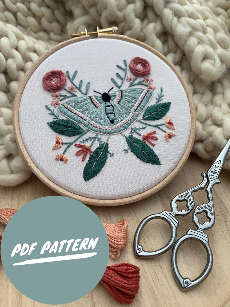 Moth Embroidery Pattern Digital Download Instant Download | Etsy