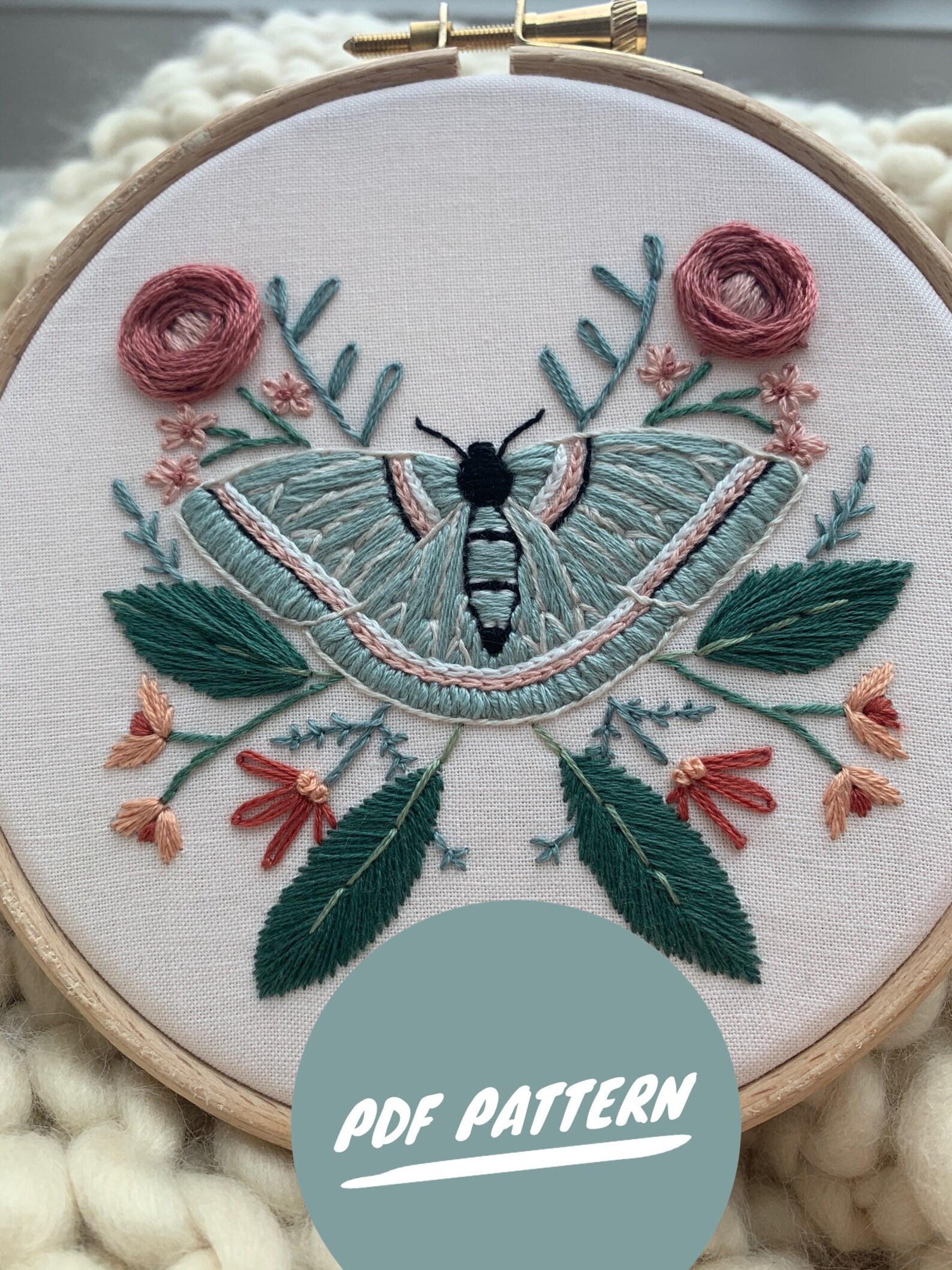 Moth Embroidery Pattern Digital Download Instant Download - Etsy