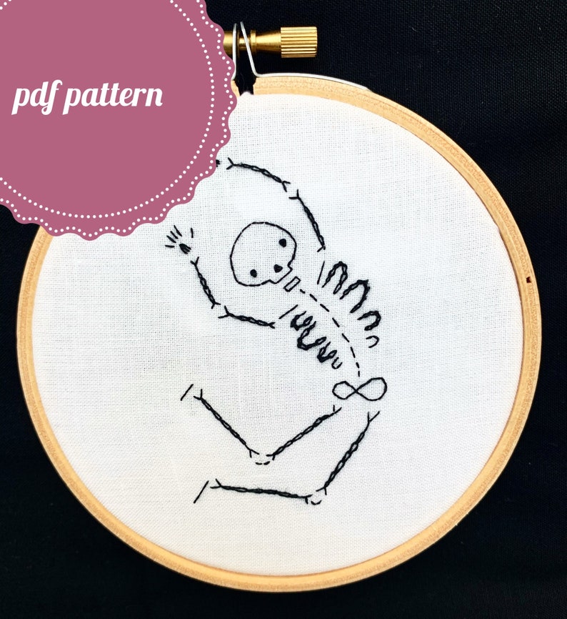 PDF Pattern:skeleton,halloween Embroidery, Skeleton Embroidery ...