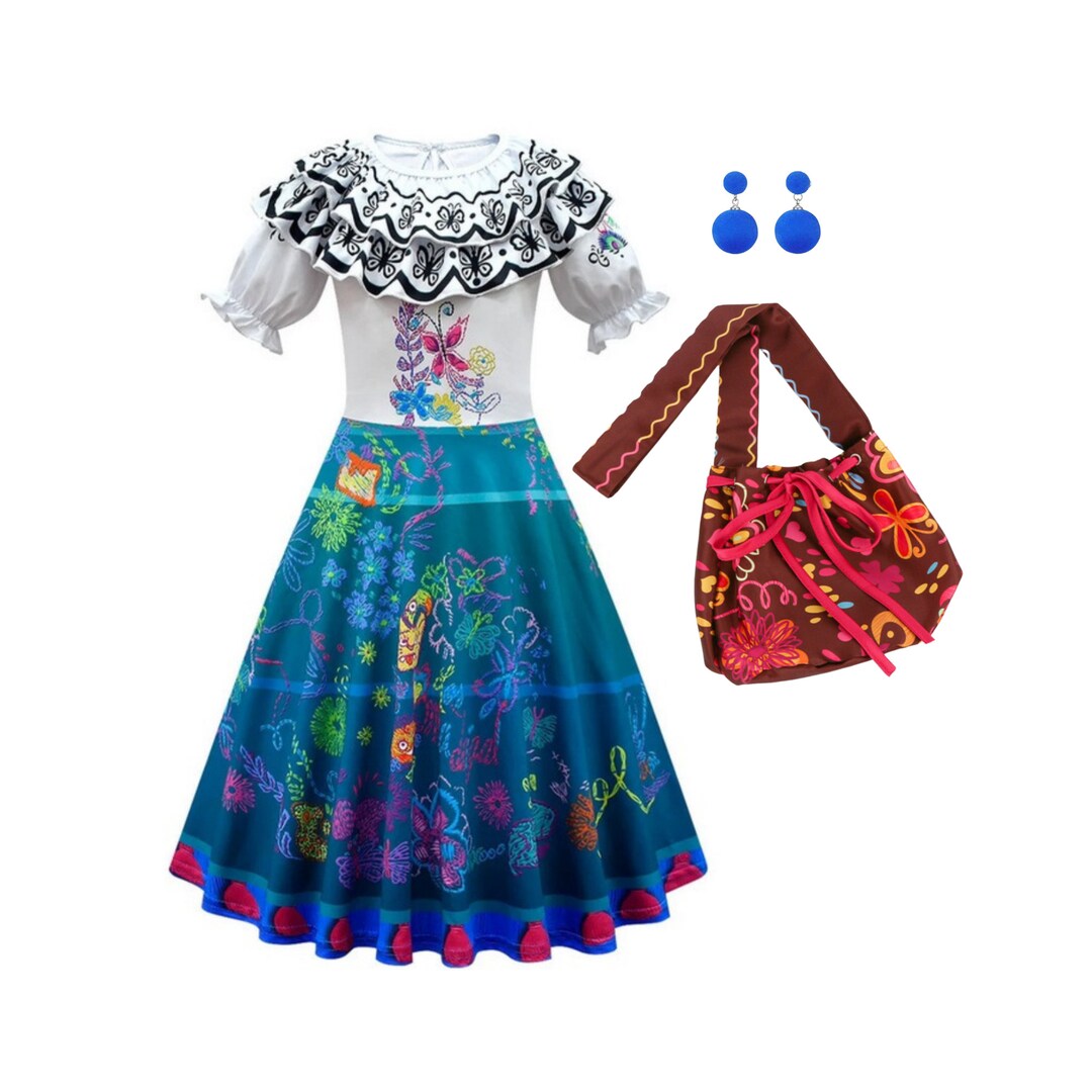 Encanto Mirabel Costume, Mirabel Dress, Earrings and Bag, Encanto ...