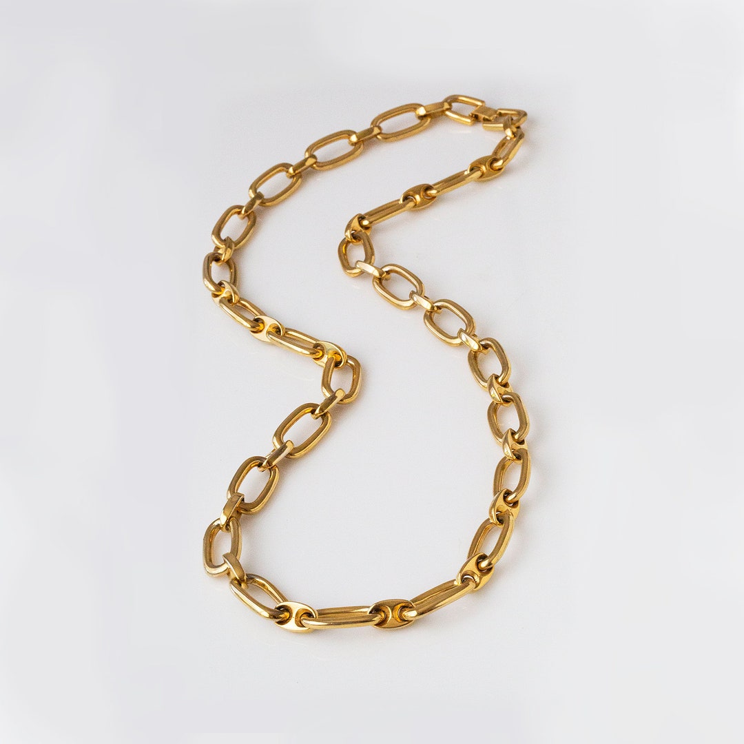 LES BERNARD Inc. Heavy Long Gold Plated Chain Necklace Made in the USA ...