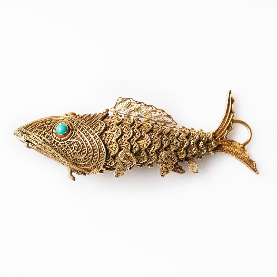 Large Antique Sterling Silver and Gold Plated Filigree Fully ...