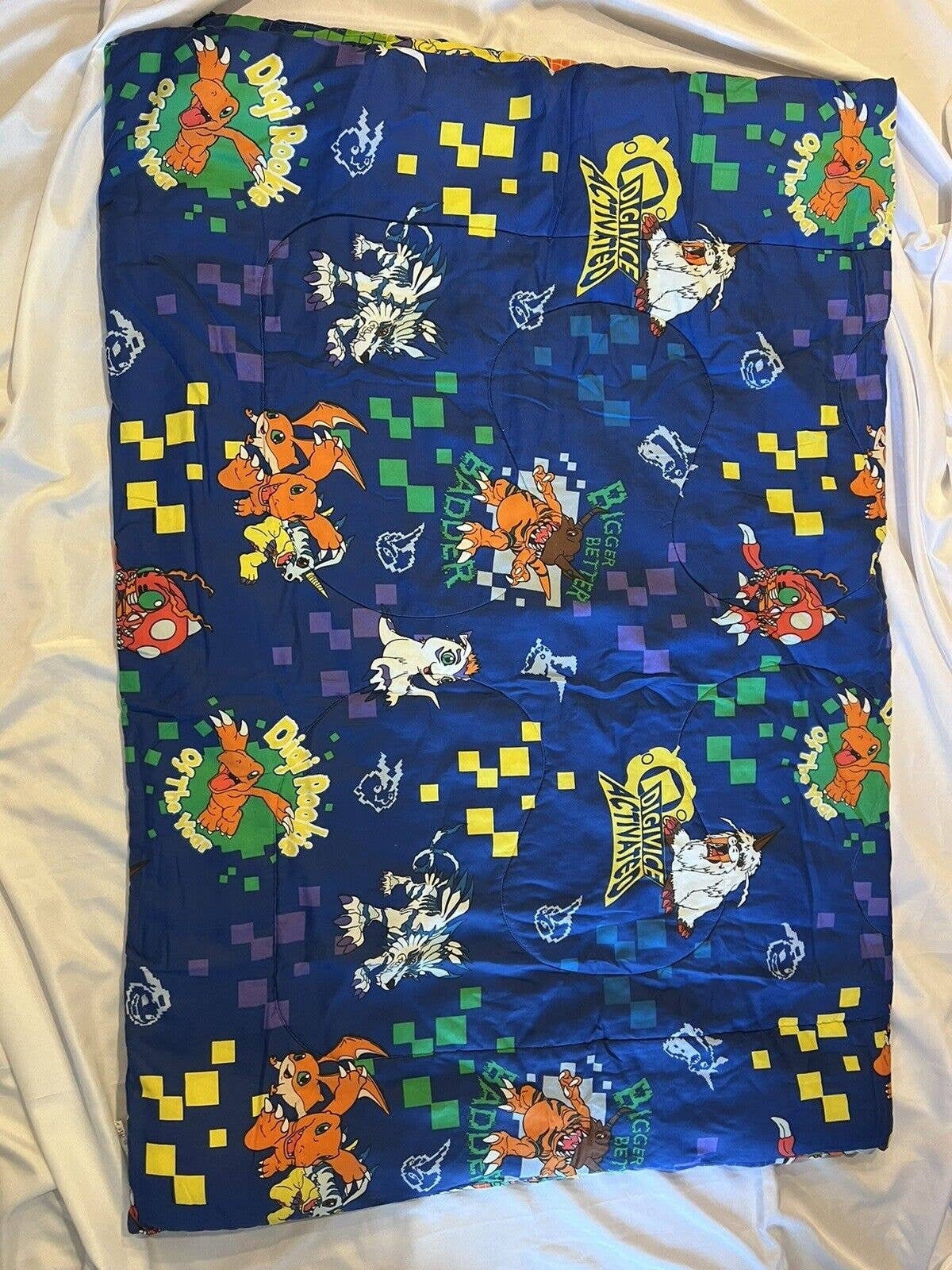 Vintage 90s Digimon Reversible Twin Size Hongo Anime Blanket Comforter ...