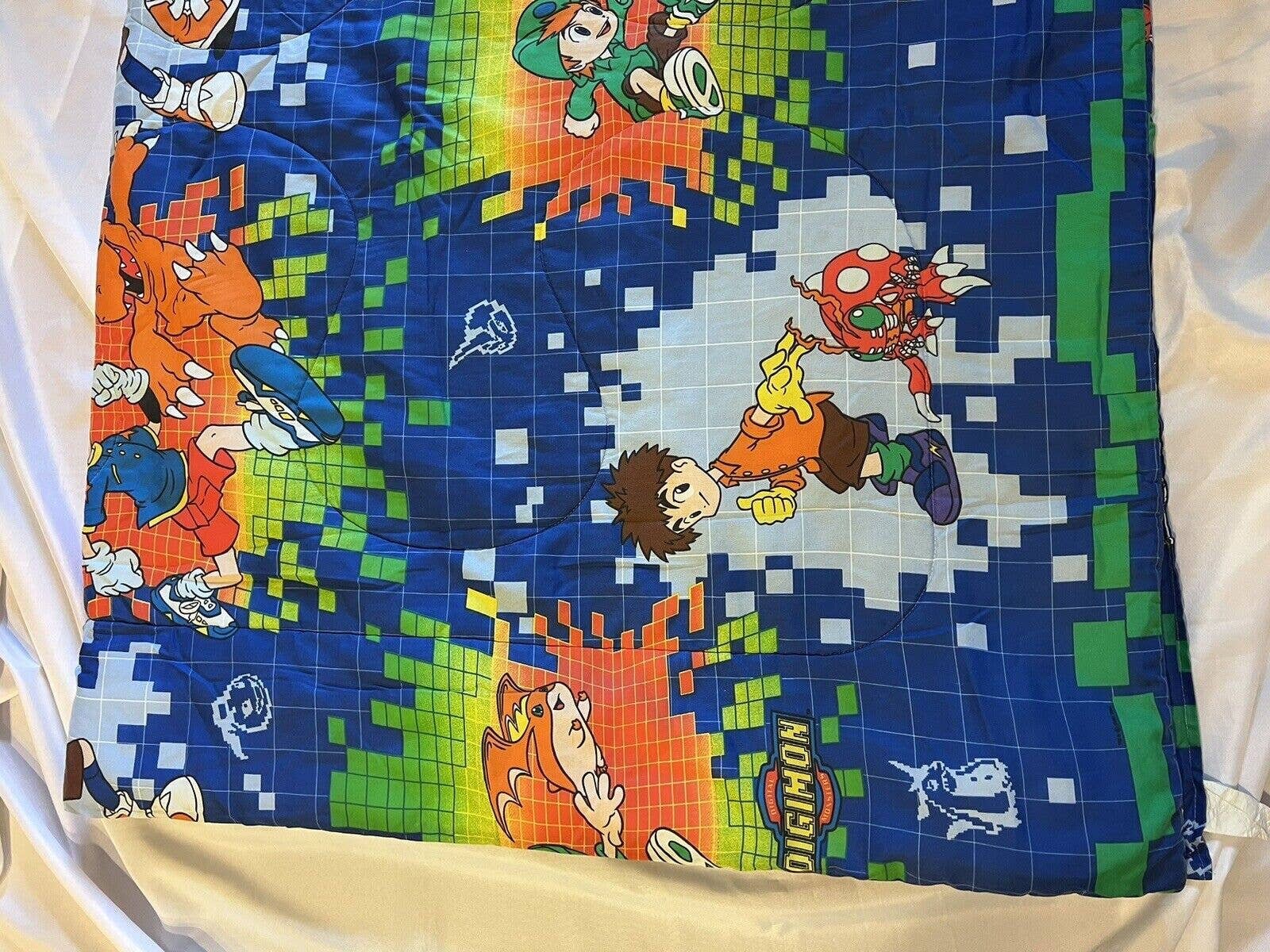 Vintage 90s Digimon Reversible Twin Size Hongo Anime Blanket Comforter ...