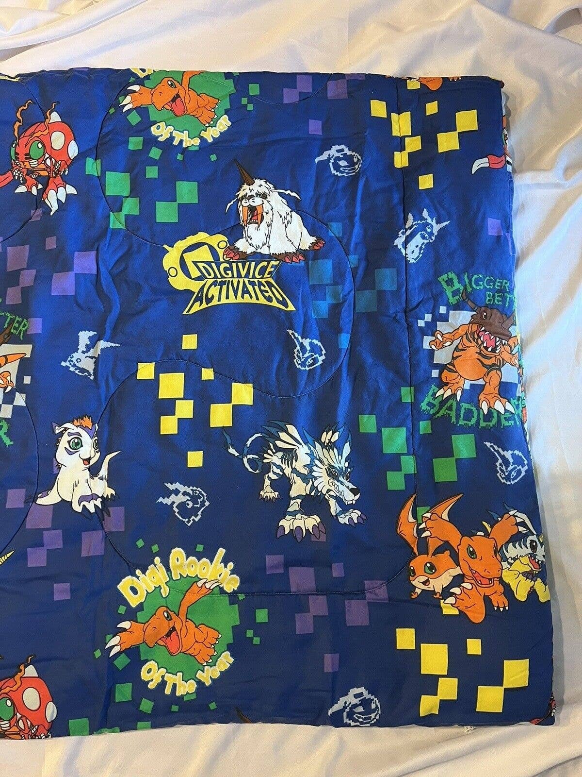 Vintage 90s Digimon Reversible Twin Size Hongo Anime Blanket Comforter ...