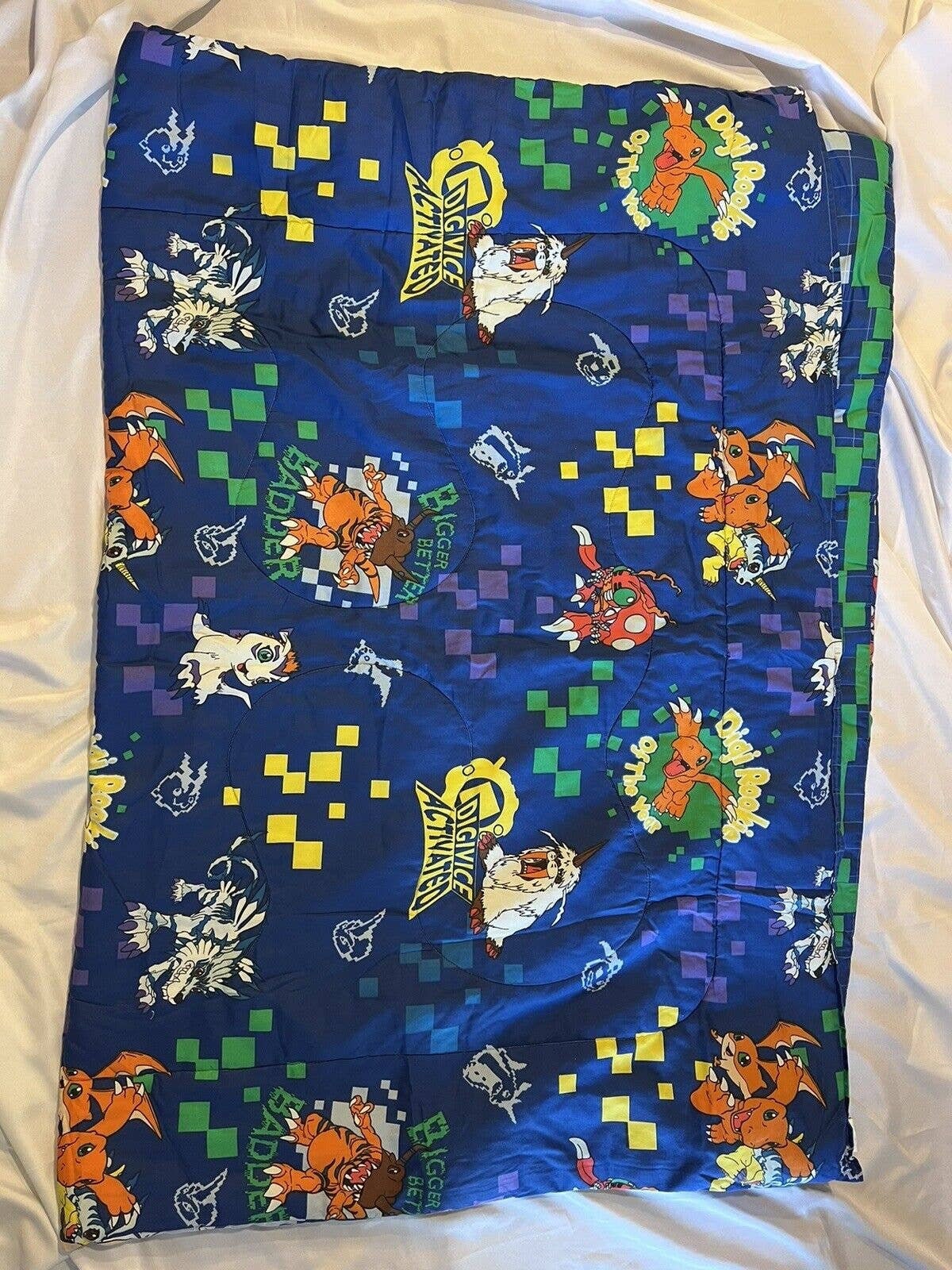 Vintage 90s Digimon Reversible Twin Size Hongo Anime Blanket Comforter ...