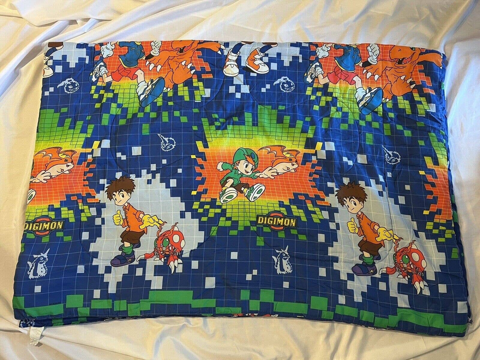 Vintage 90s Digimon Reversible Twin Size Hongo Anime Blanket Comforter ...