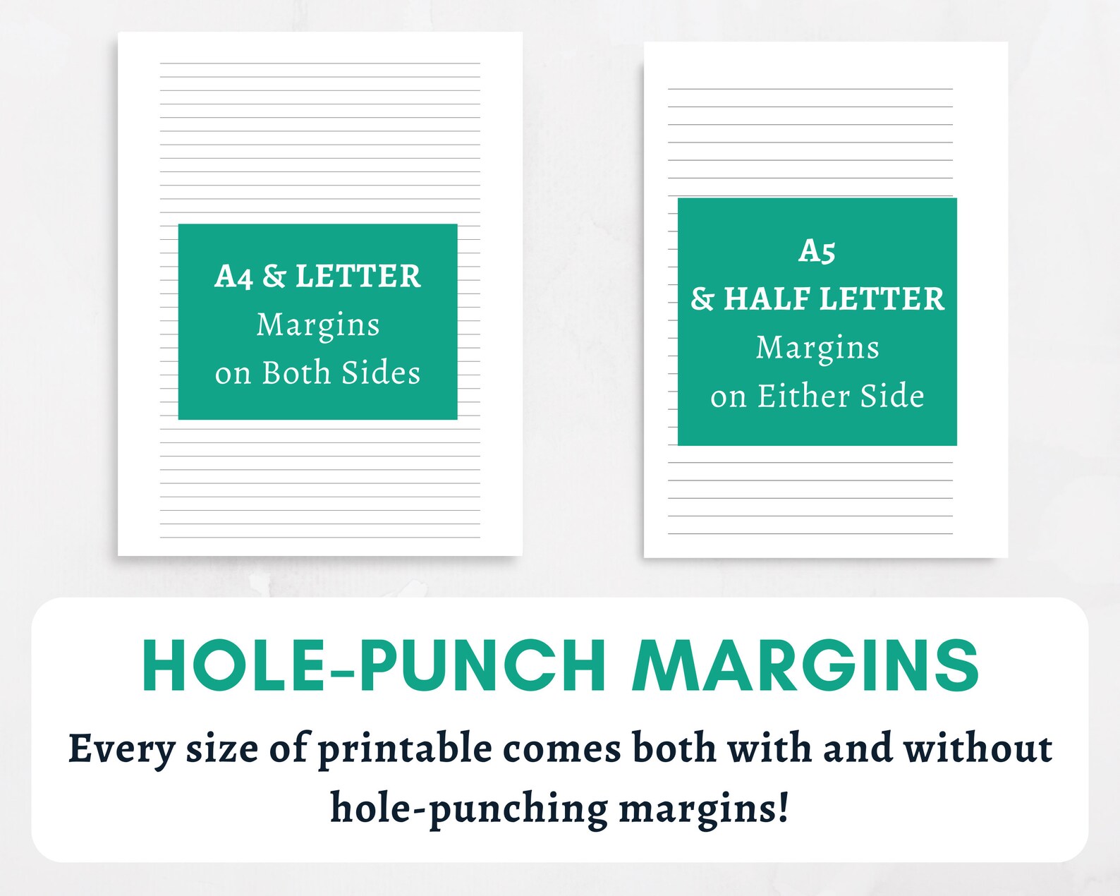 Lined Paper Printable Letter Half Letter A5 A4 Lined - Etsy