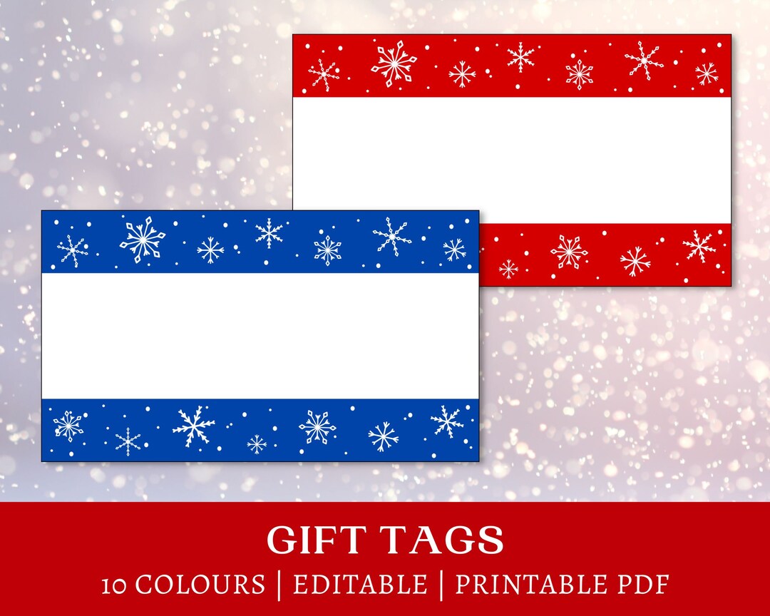 Printable Snowflake Gift Tags Fillable Customizable Text - Etsy