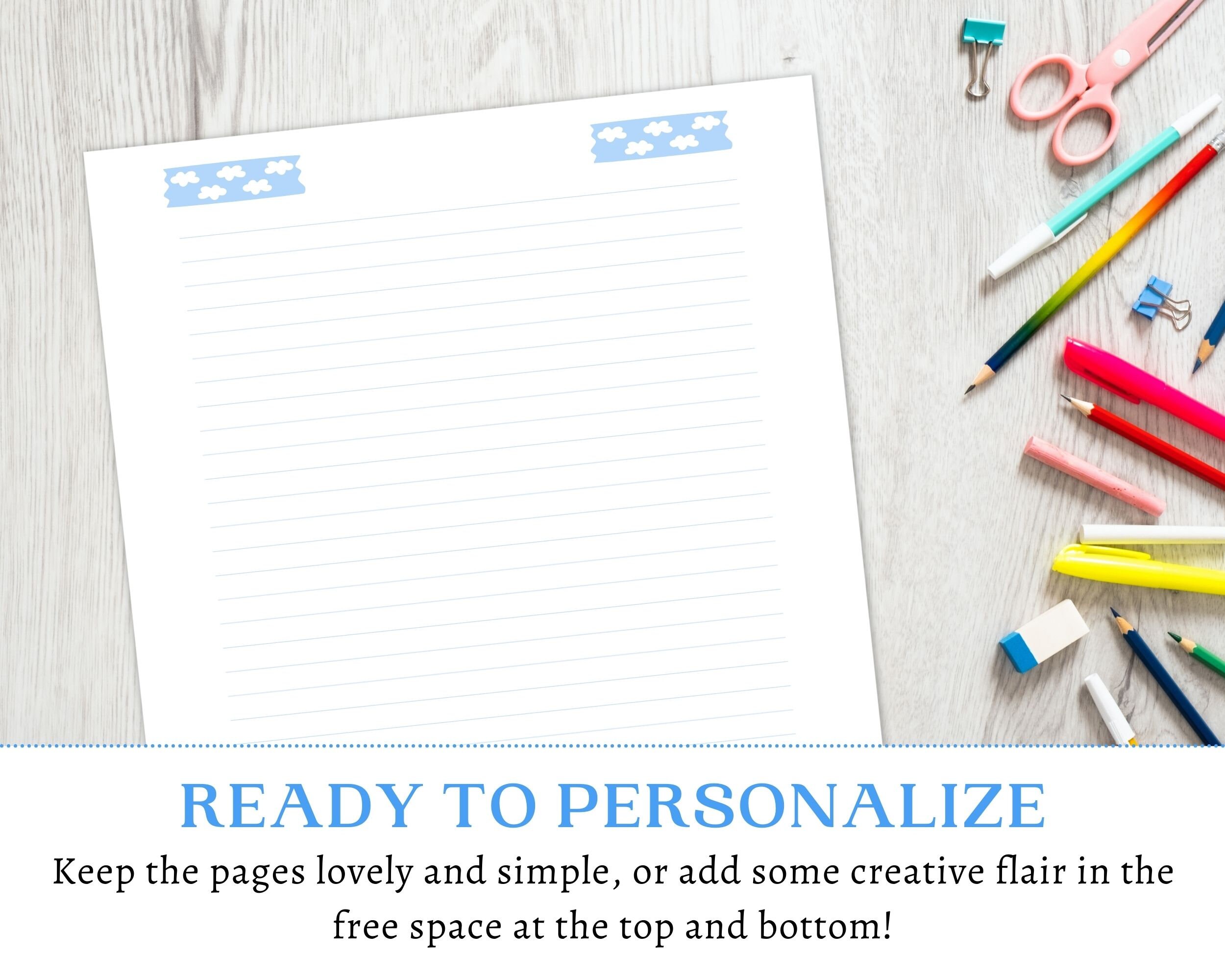 Printable Blue Stationery | Checklist Templates | Lined Pastel Paper ...