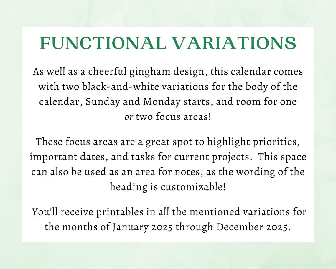 Printable 2025 Editable Calendar With Black Gingham | Monthly Editable ...