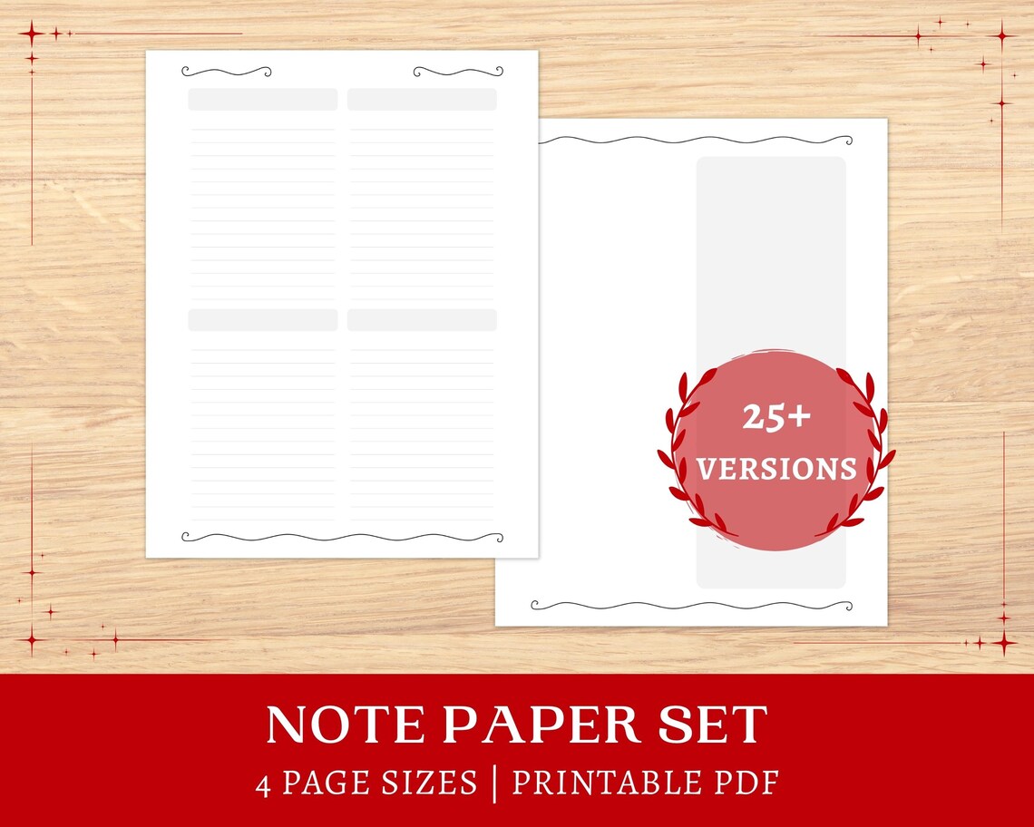 Printable Note Paper | Minimalist Checklist Templates | Lined Pages ...