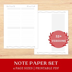 Printable Note Paper | Minimalist Checklist Templates | Lined Pages ...