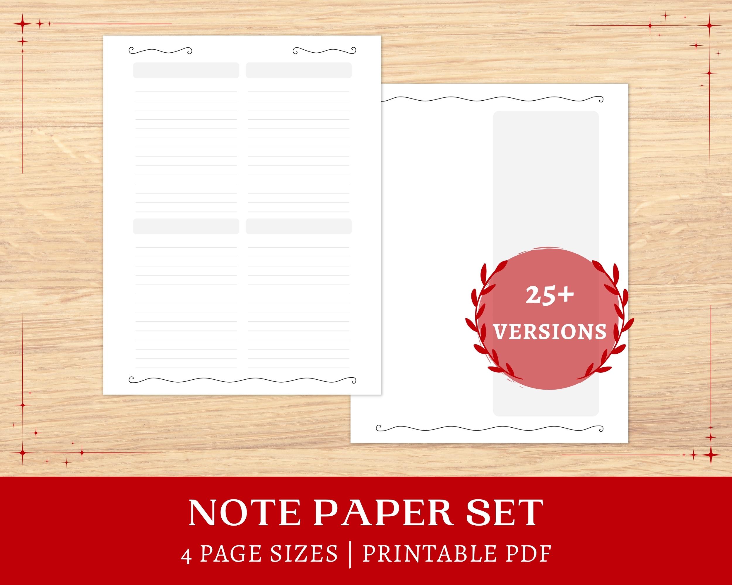 Printable Note Paper | Minimalist Checklist Templates | Lined Pages ...