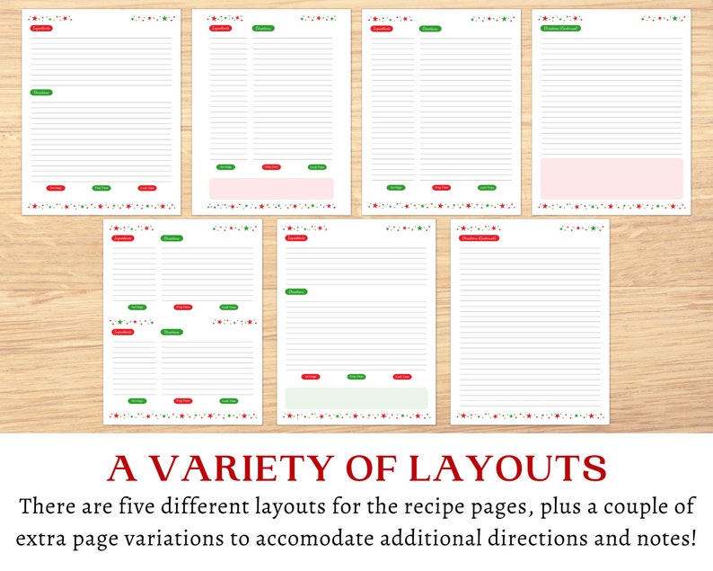 Editable Recipe Sheet Printable Letter, A4 Christmas Baking Recipe ...