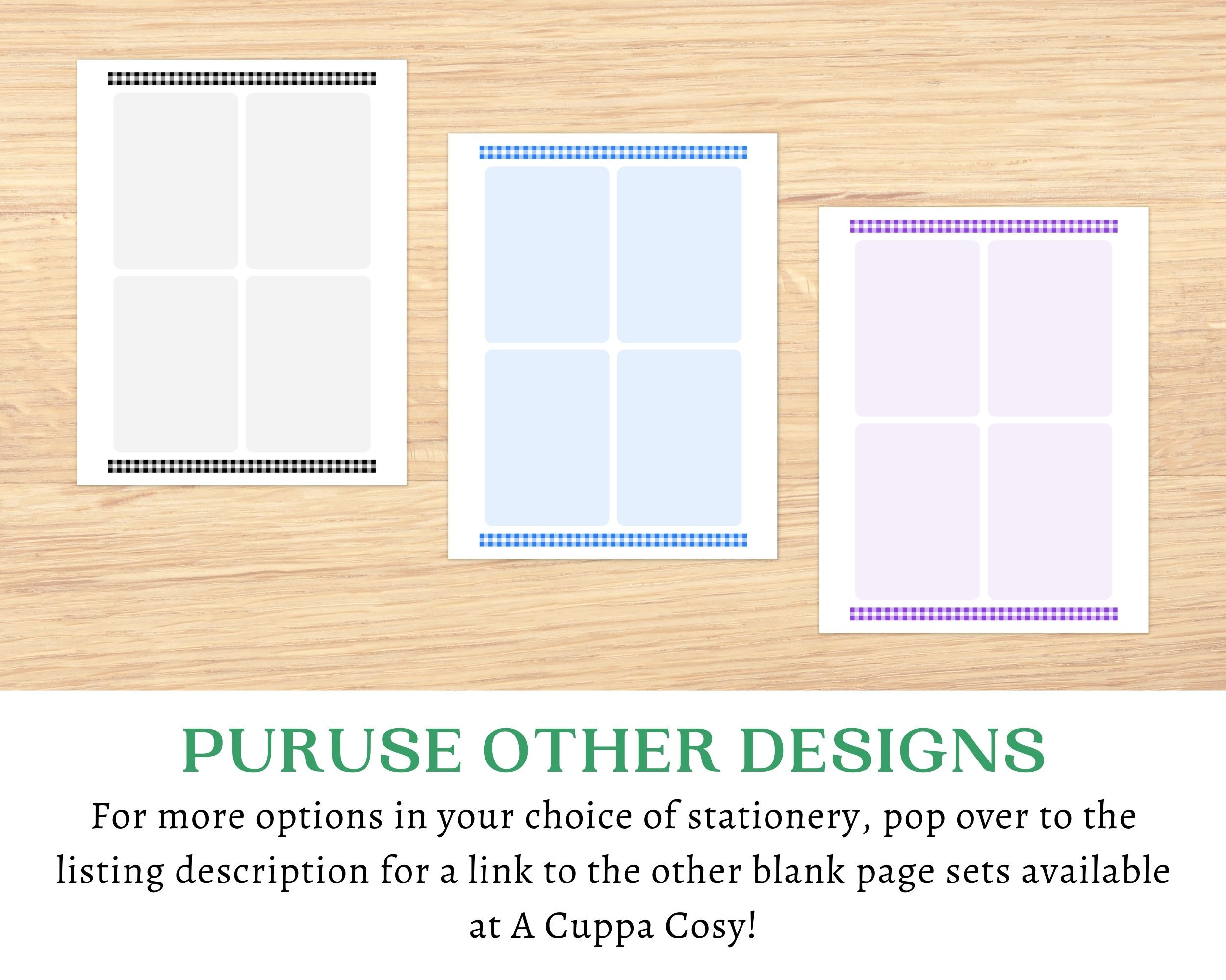 Printable Spruce Green Note Pages | Gingham Stationery | Blank Lined ...