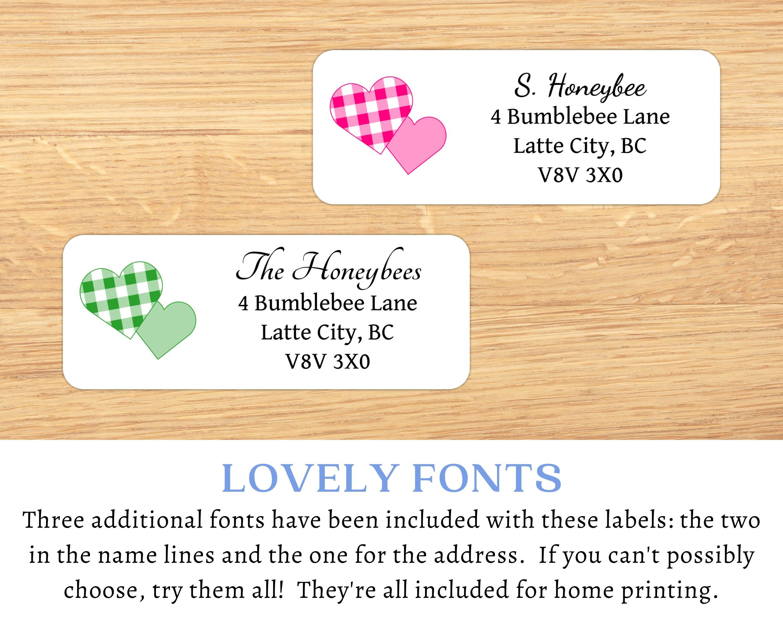 DIY Printable Gingham Heart Address Labels | Fillable | Editable ...