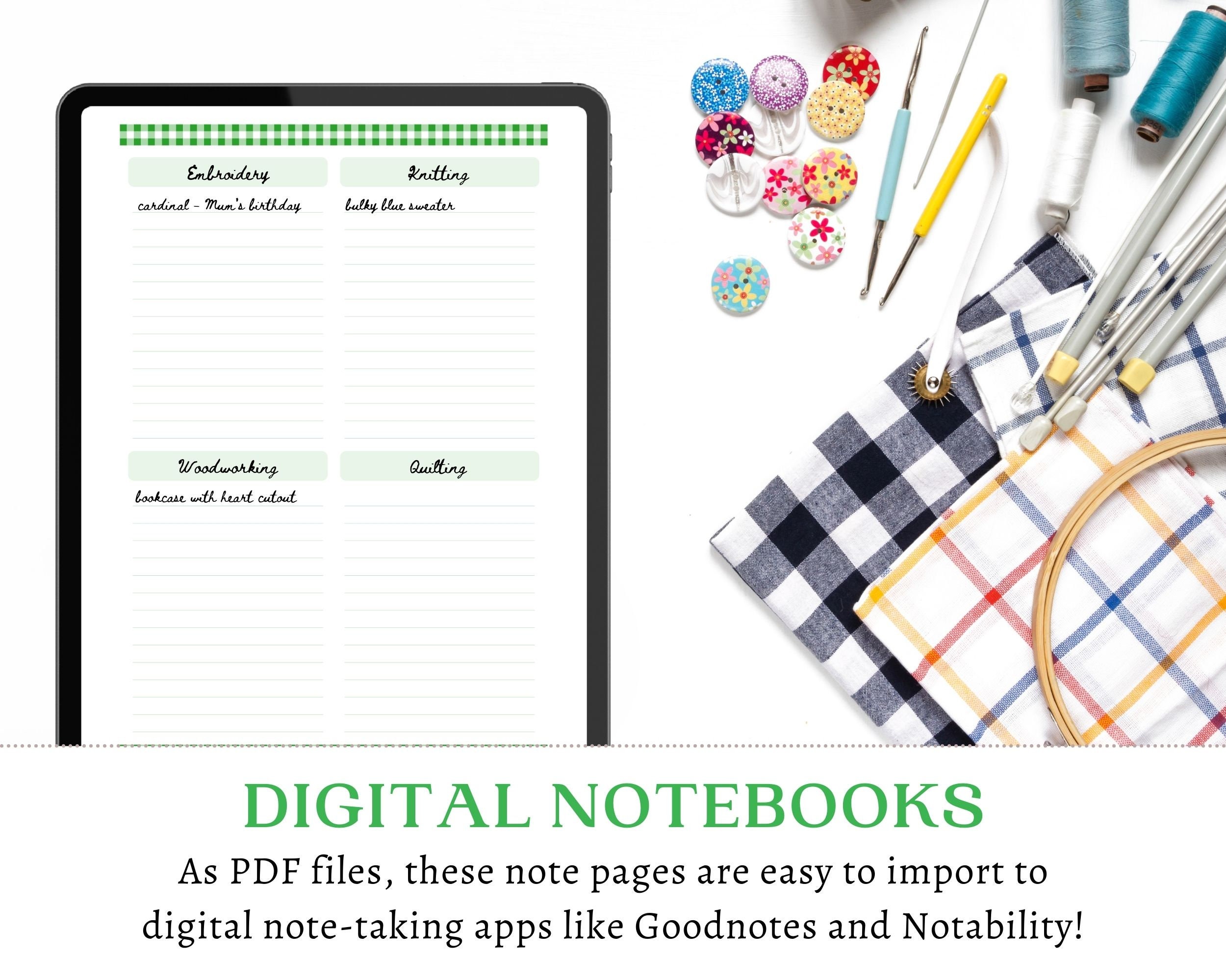 Printable Green Gingham Stationery Digital Notebook Checklist Templates ...