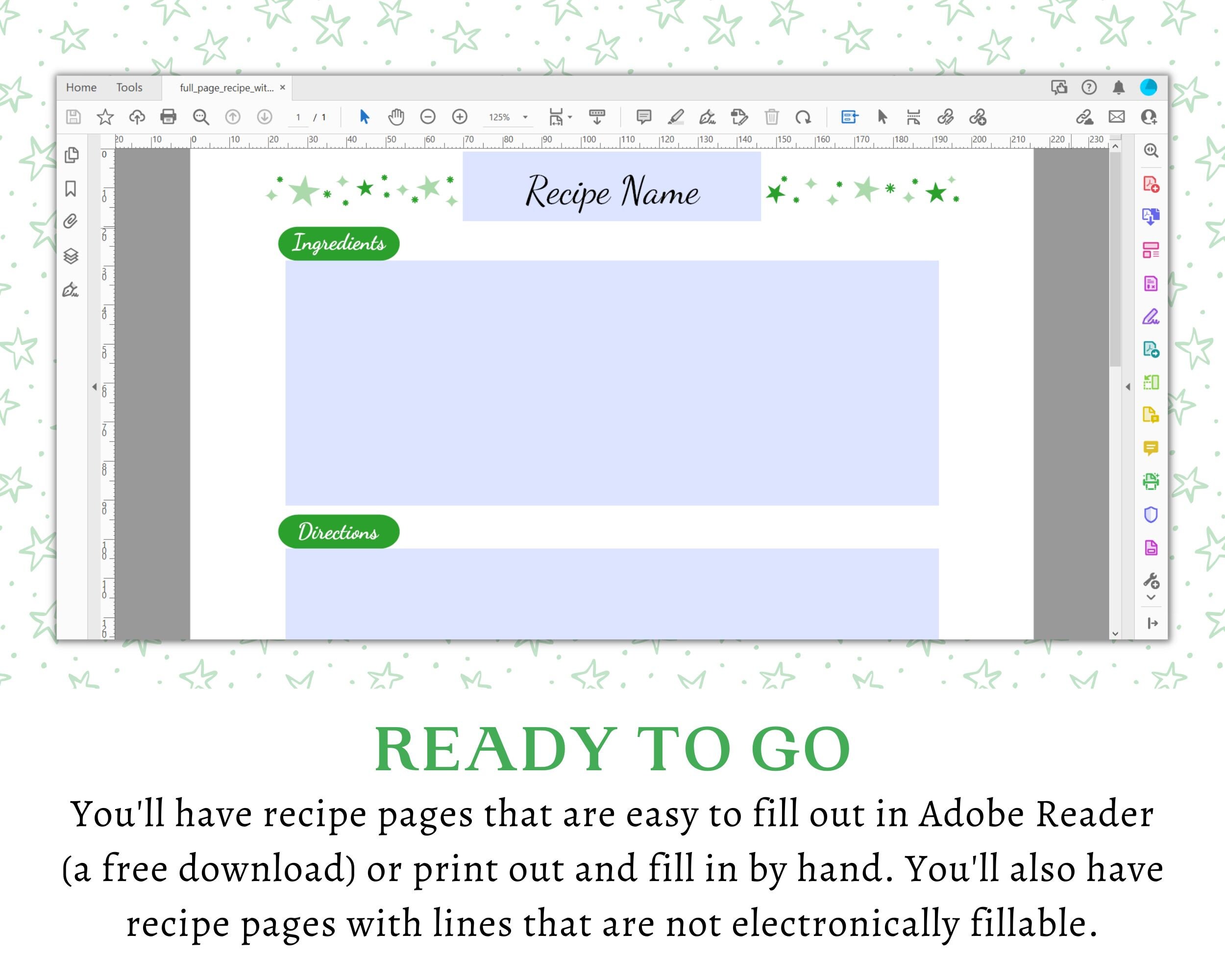 Editable Recipe Page Printables Letter, A4 Christmas Baking Recipe ...