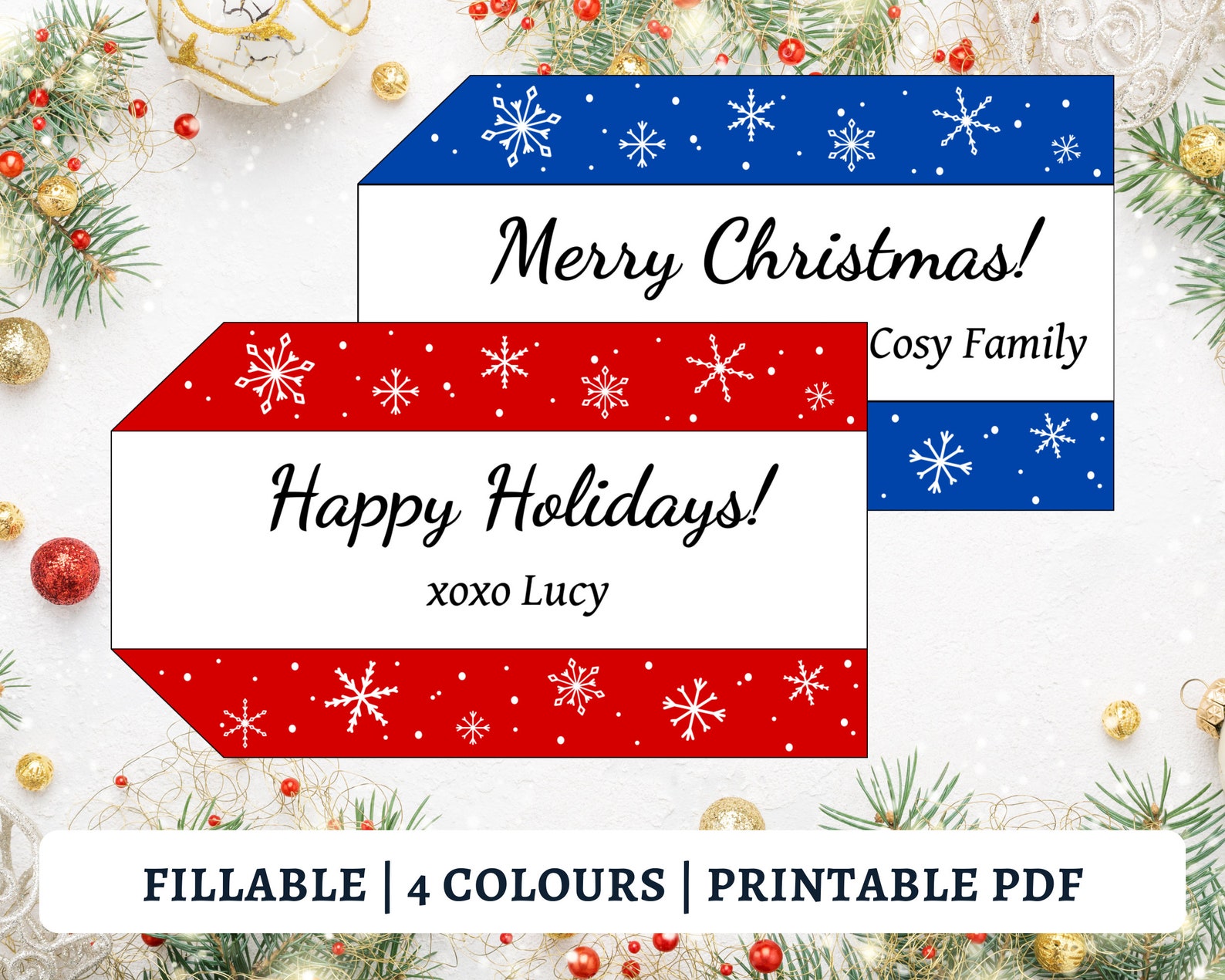 Printable Snowflake Gift Tags Fillable Christmas Gift Tags | Etsy