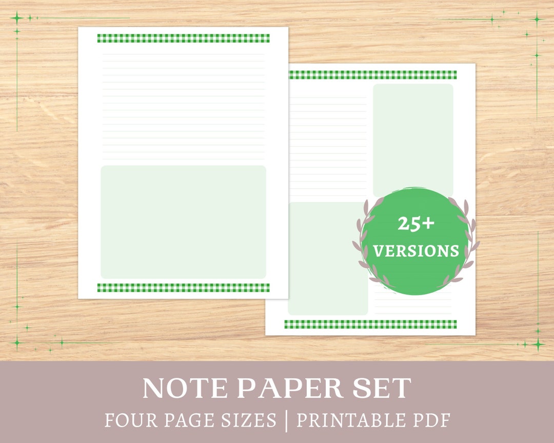 Printable Green Gingham Stationery Checklist Templates Lined Paper DIY ...