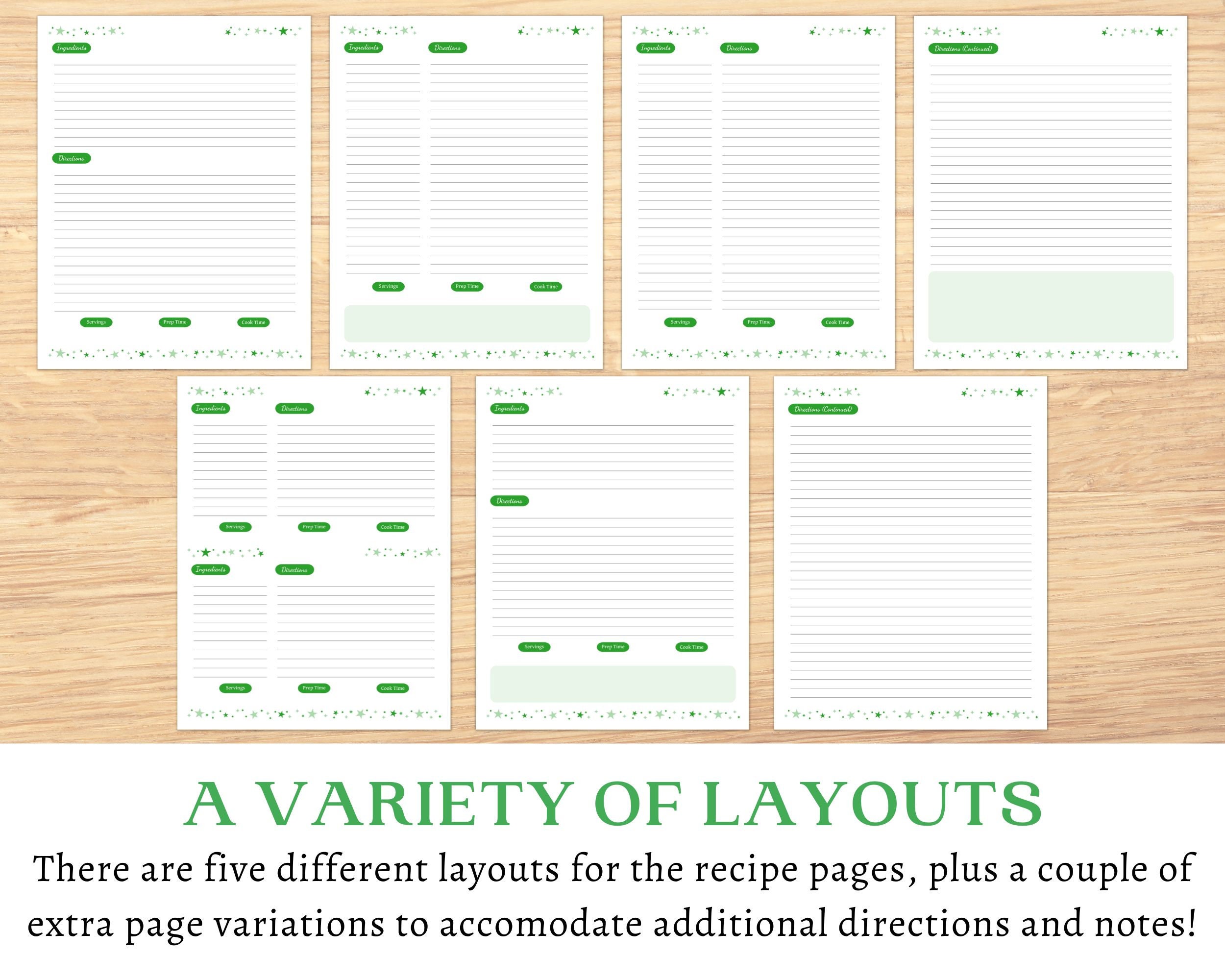 Editable Recipe Page Printables Letter, A4 Christmas Baking Recipe ...