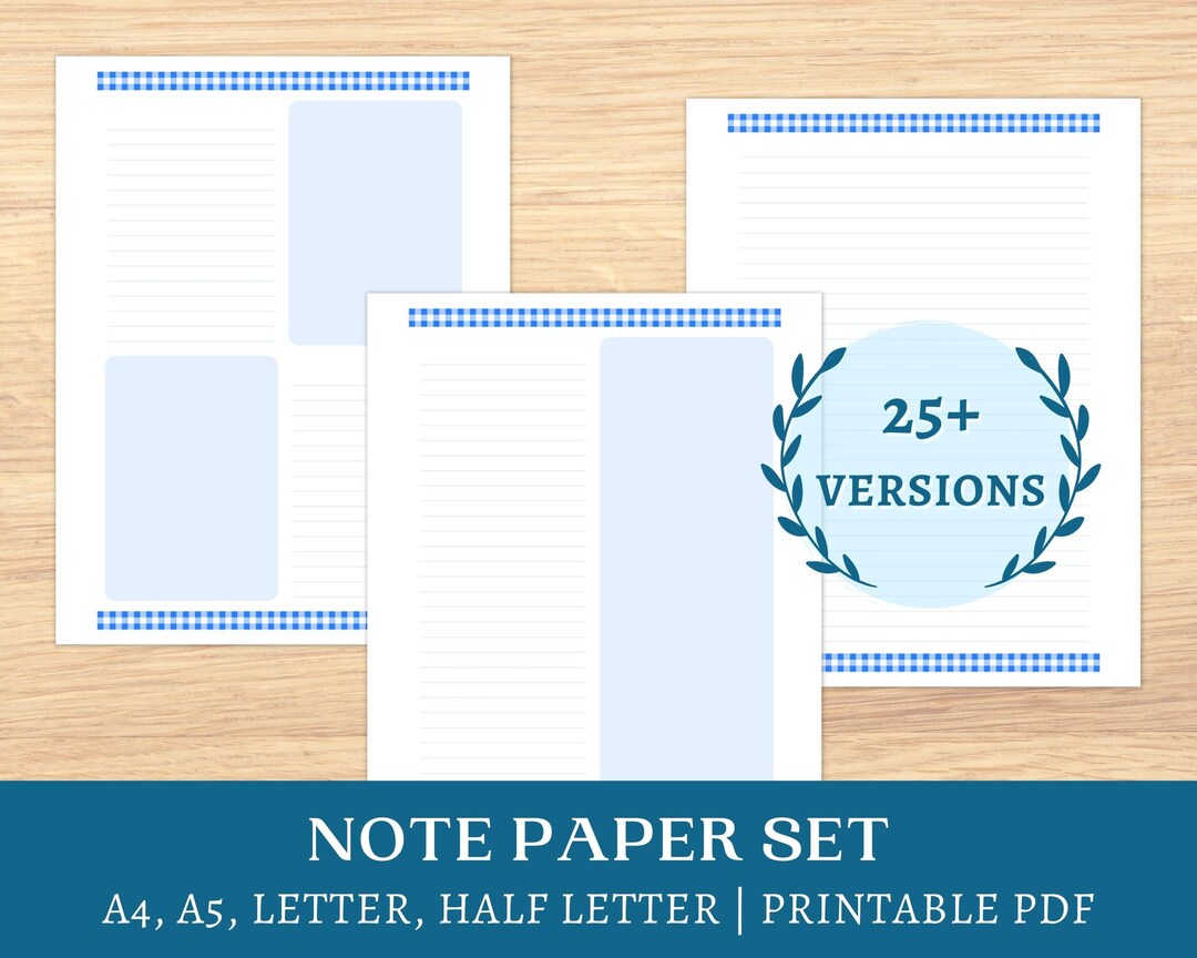 Printable Blue Gingham Note Pages Checklist Templates - Etsy