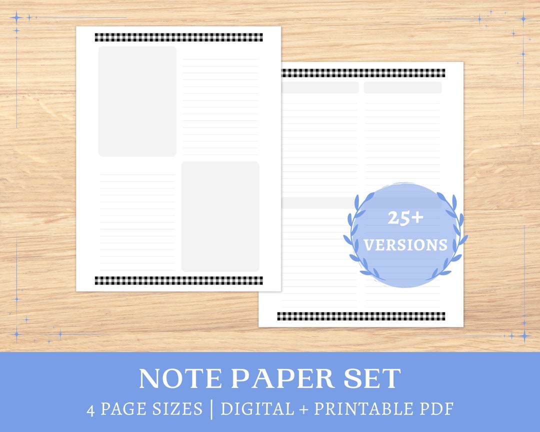 Black Gingham Printable Paper Digital Checklist Template Study Notes ...