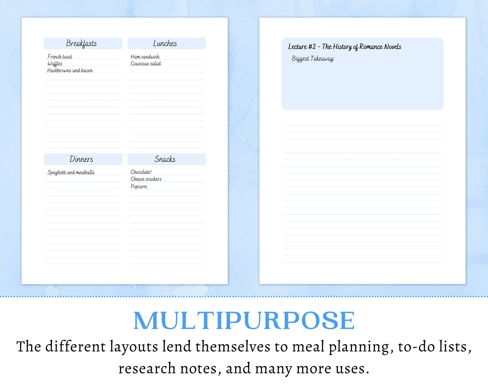 Printable Blue Stationery | Checklist Templates | Lined Pastel Paper ...