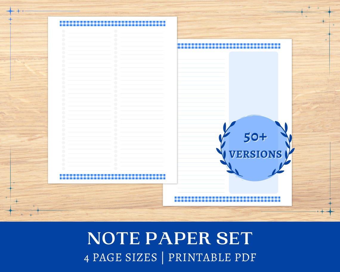 Printable Blue Gingham Note Pages | Checklist Template | DIY Notebook ...