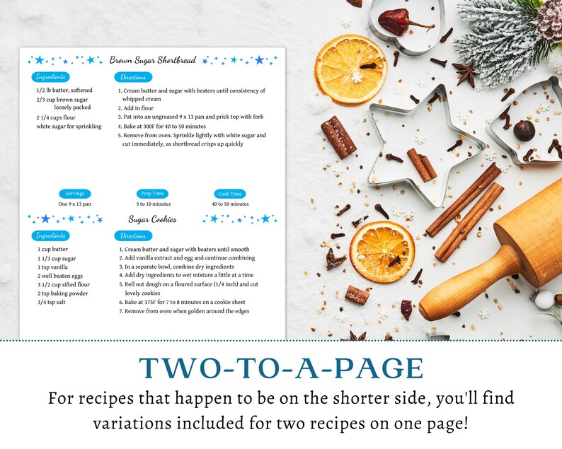 Editable Recipe Sheet Printable Letter, A4 Christmas baking recipe ...