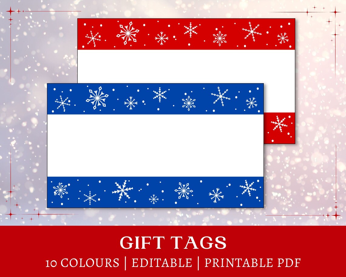 Printable Snowflake Gift Tags Fillable Customizable Text Christmas Gift ...