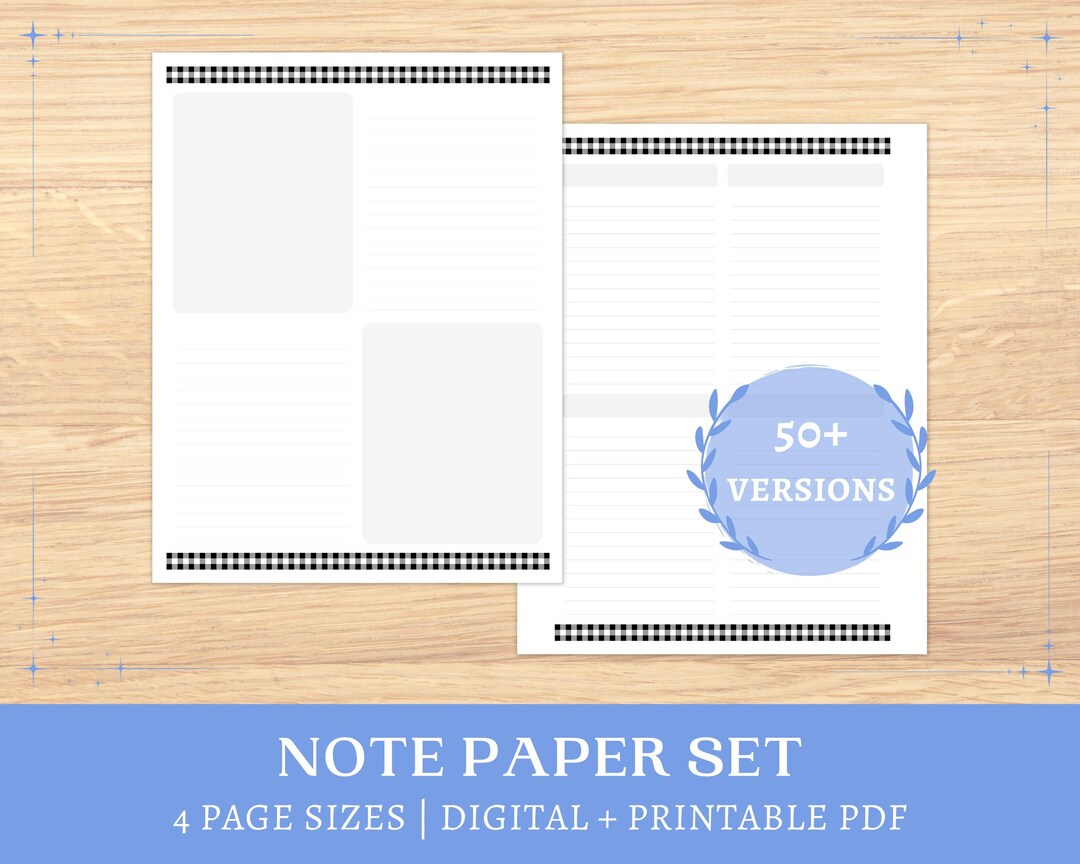 Black Gingham Printable Paper Digital Checklist Template Study Notes ...