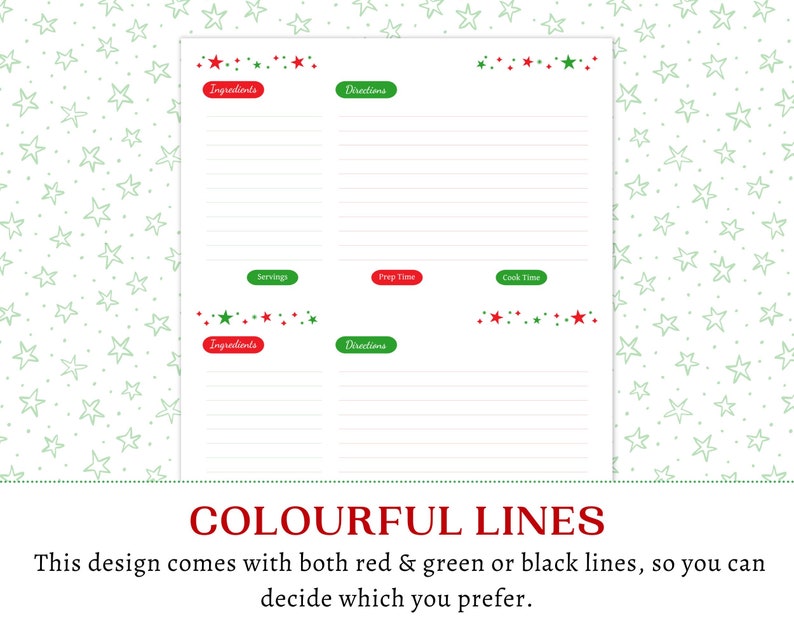 Editable Recipe Sheet Printable Letter, A4 Christmas Baking Recipe ...