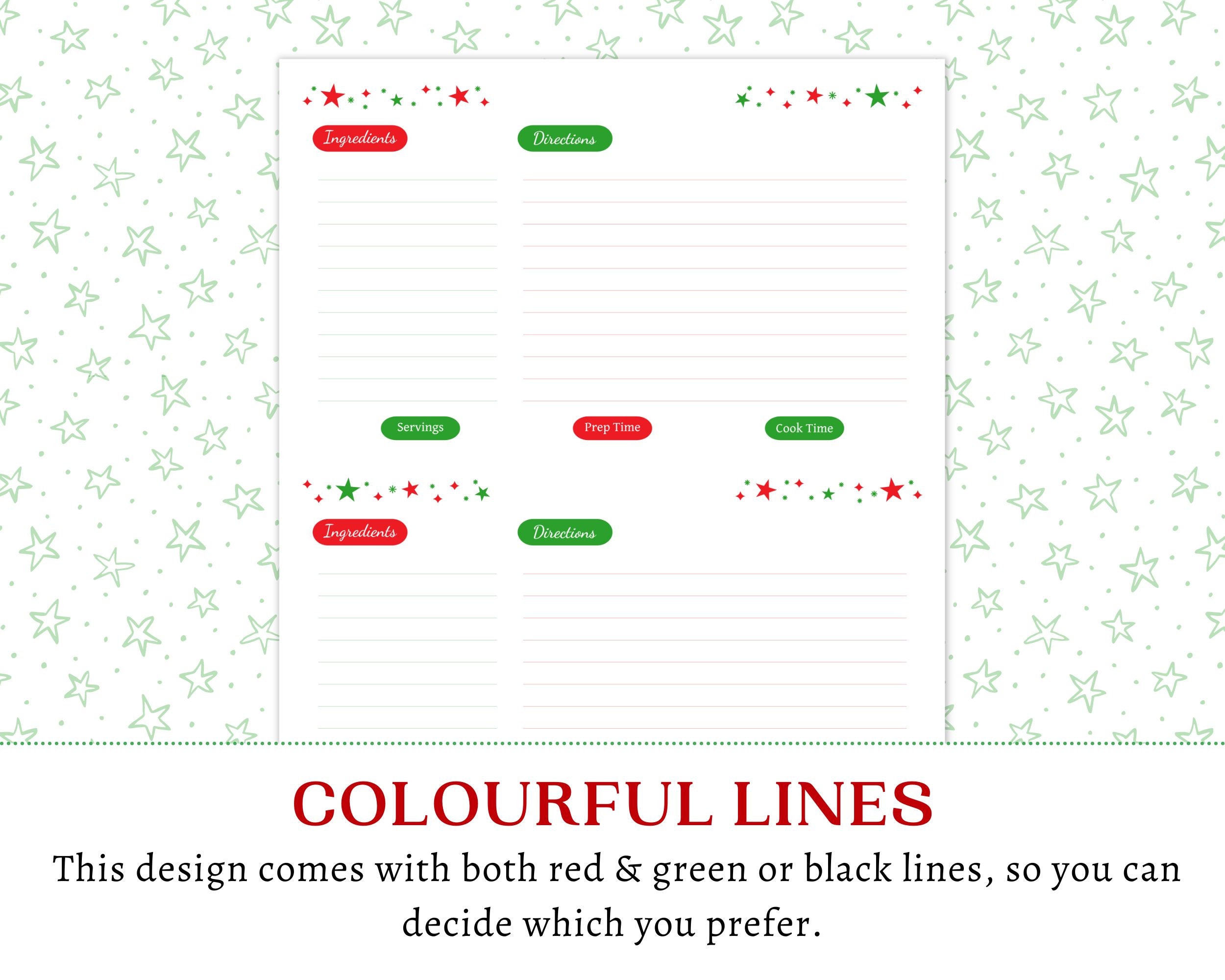 Editable Recipe Sheet Printable Letter, A4 Christmas Baking Recipe ...