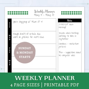 Printable Weekly Planner Template, Gingham Undated Planner Pages With ...