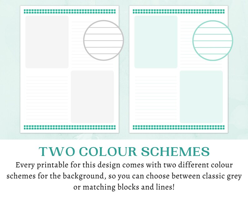 Printable Teal Gingham Note Paper | Study Notes | Checklist Template ...