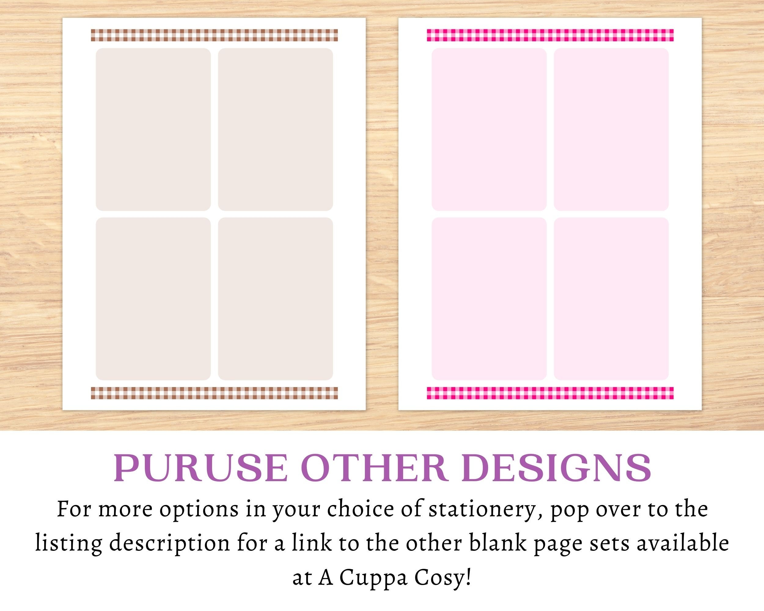 Printable Purple Gingham Note Paper | Blank Pages | Study Notes | A5 ...