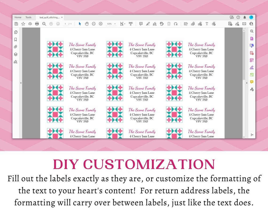 DIY Printable Quilt Address Labels | Fillable | Editable | Cottagecore ...