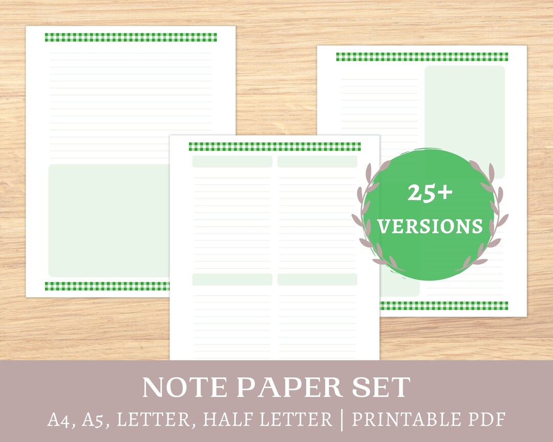 Printable Green Gingham Stationery Checklist Templates - Etsy