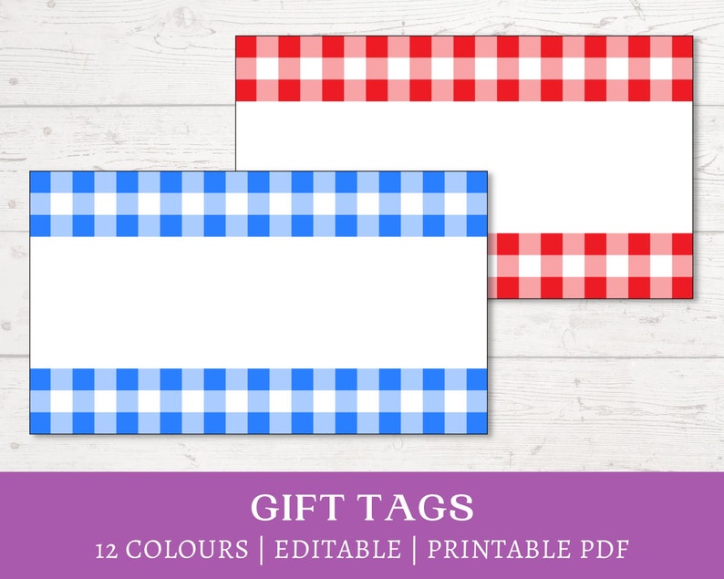 Printable Gingham Gift Tags Retro Gift Tags Template Thank - Etsy