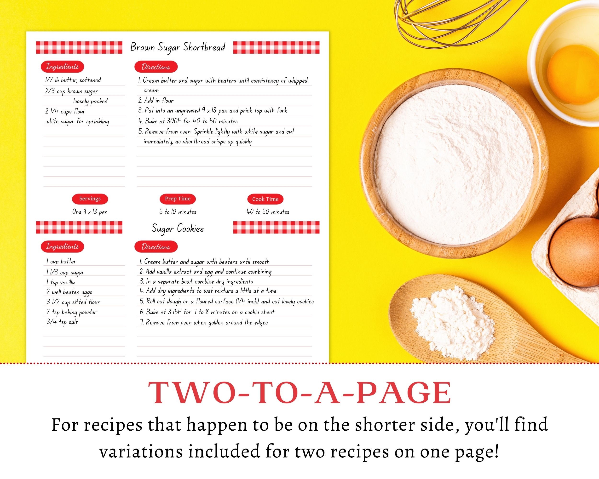 Editable Red Gingham Recipe Pages Letter, A4 Red Check Kitchen Recipe ...