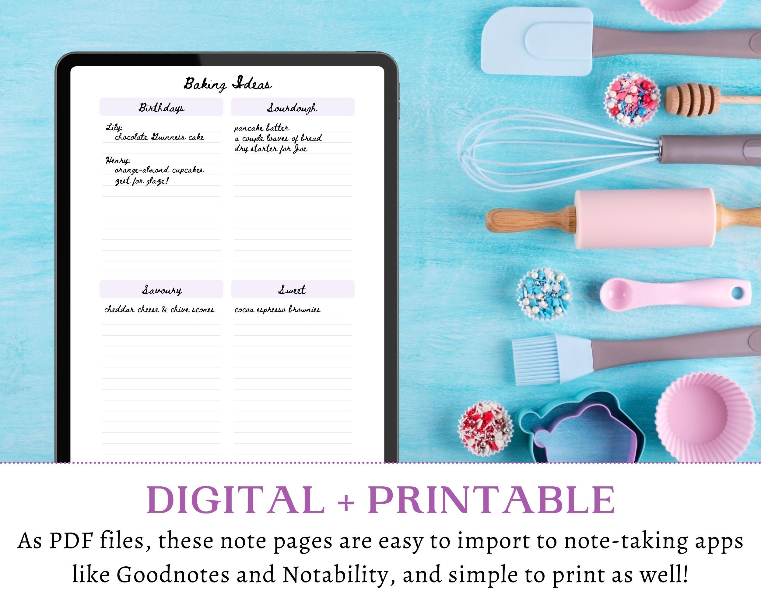 Printable Purple Stationery Digital Notebook Templates Lined Pastel ...