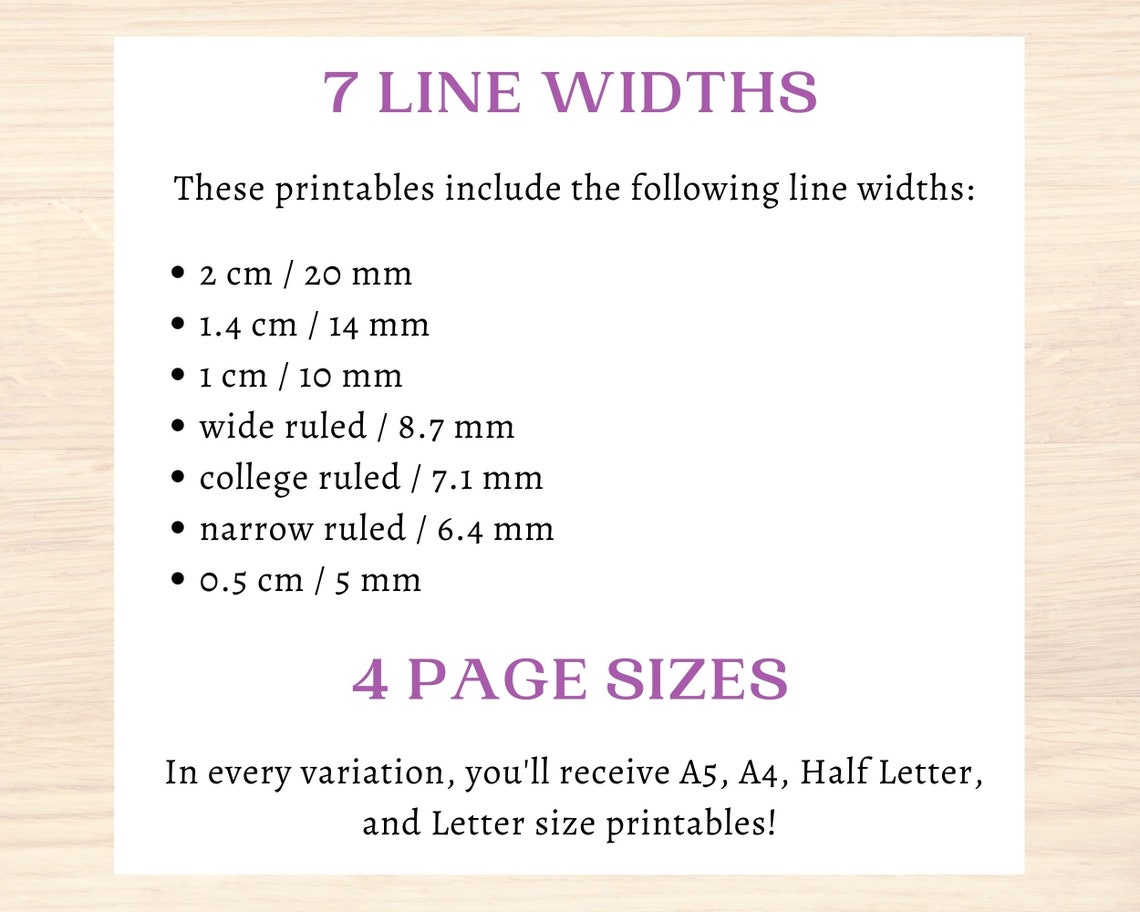 Lined Paper Printable | Letter, Half Letter, A5, A4 Lined Paper ...