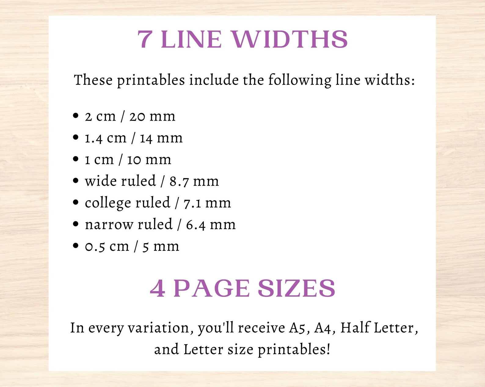 Lined Paper Printable | Letter, Half Letter, A5, A4 Lined Paper ...
