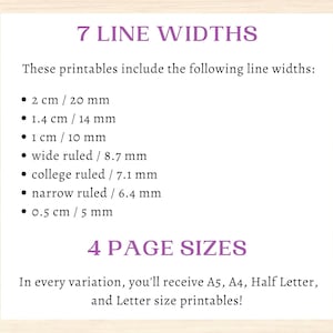 Lined Paper Printable | Letter, Half Letter, A5, A4 Lined Paper ...