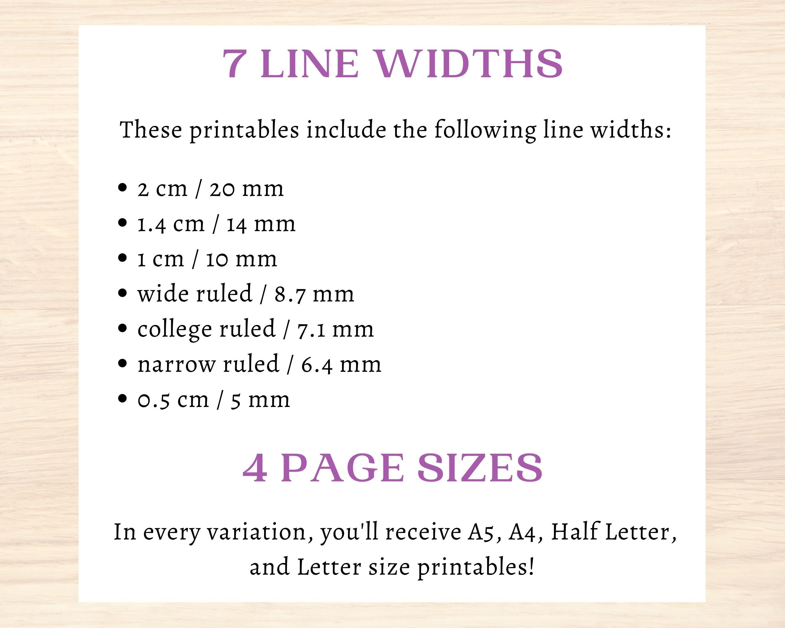 Lined Paper Printable | Letter, Half Letter, A5, A4 Lined Paper ...