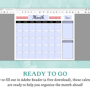 Editable Undated Printable Calendar Bundle | Landscape Office Calendar ...
