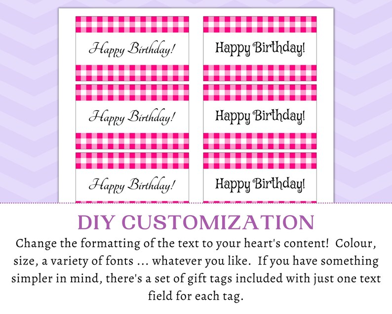 Printable Gingham Gift Tags Retro Gift Tags Template Thank You Tag ...